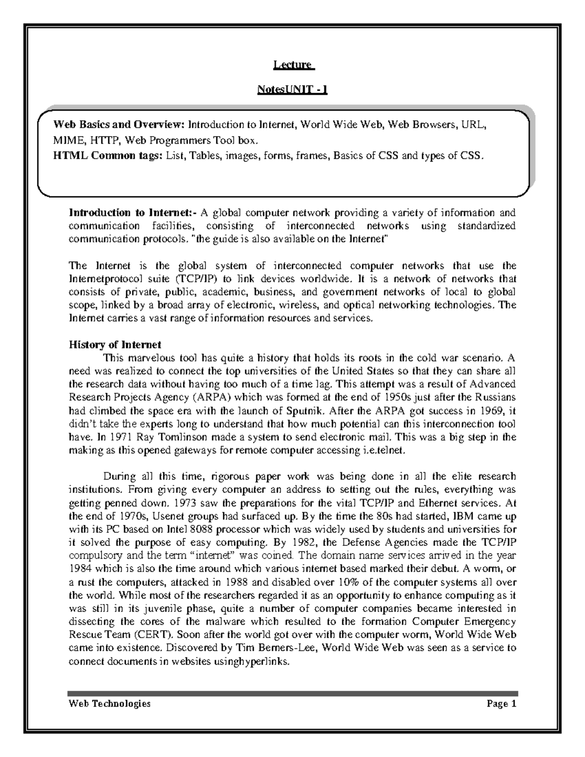 Webbook - Web Basics and Overview: Introduction to Internet, World Wide ...