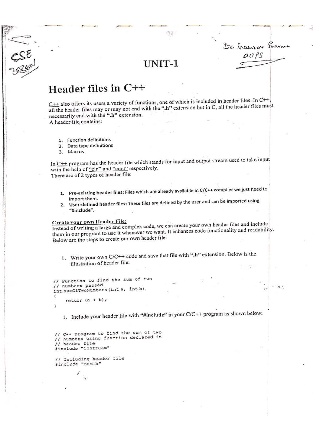 Oops - oops study material - Bachelor of technology electronics and ...