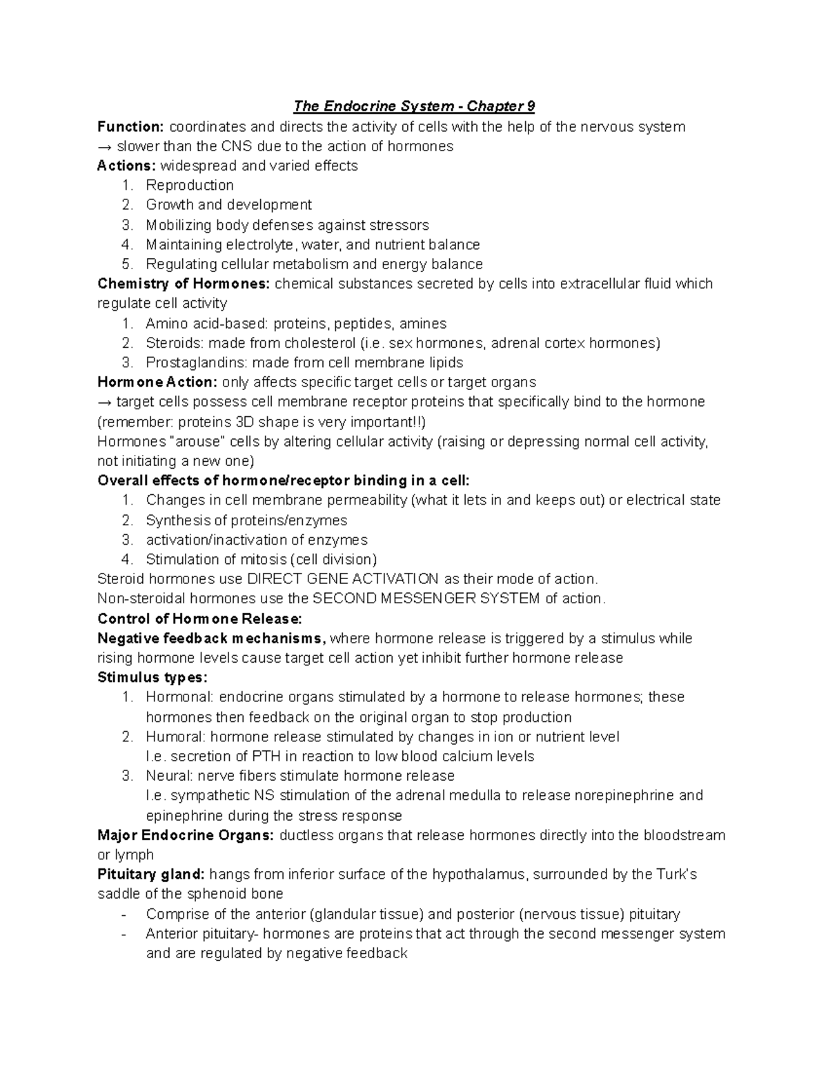 The Endocrine System - Chapter 9 - sex hormones, adrenal cortex ...