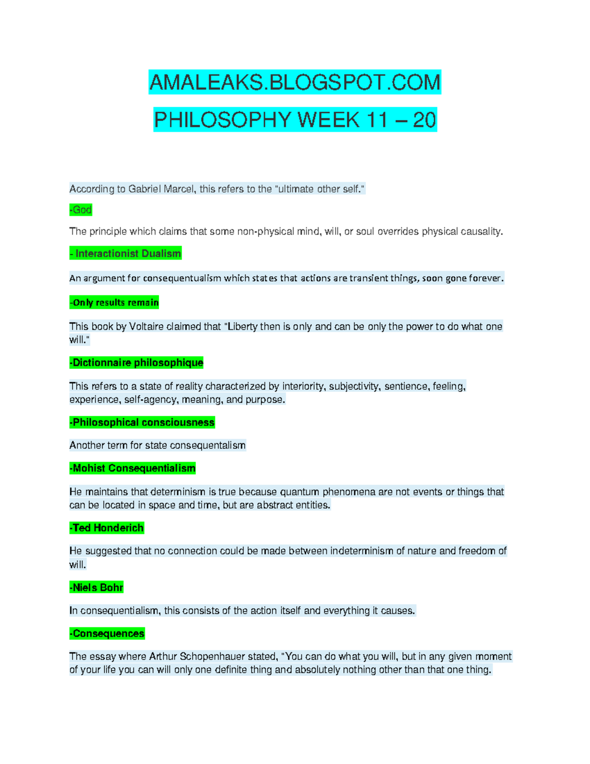 [ Amaleaks. Blogspot.COM] Philosophy Week 11-20 Grade 11 - AMALEAKS ...