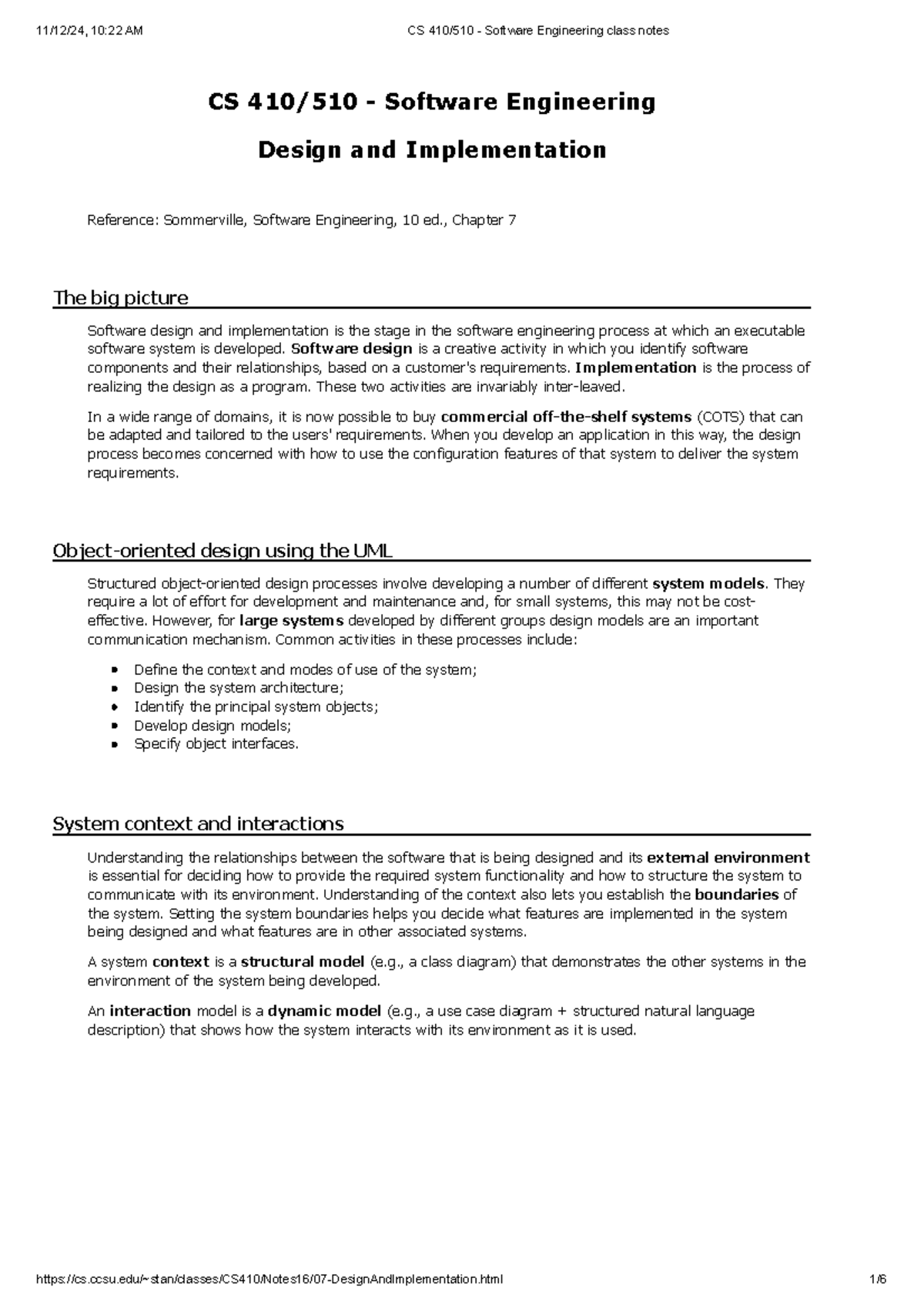 Unit4-design and implementation - CS 410/510 - Software Engineering ...
