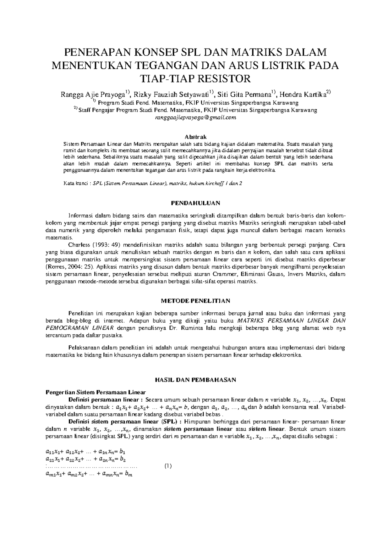 Penerapan Konsep SPL DAN Matriks Dalam M - PENERAPAN KONSEP SPL DAN ...