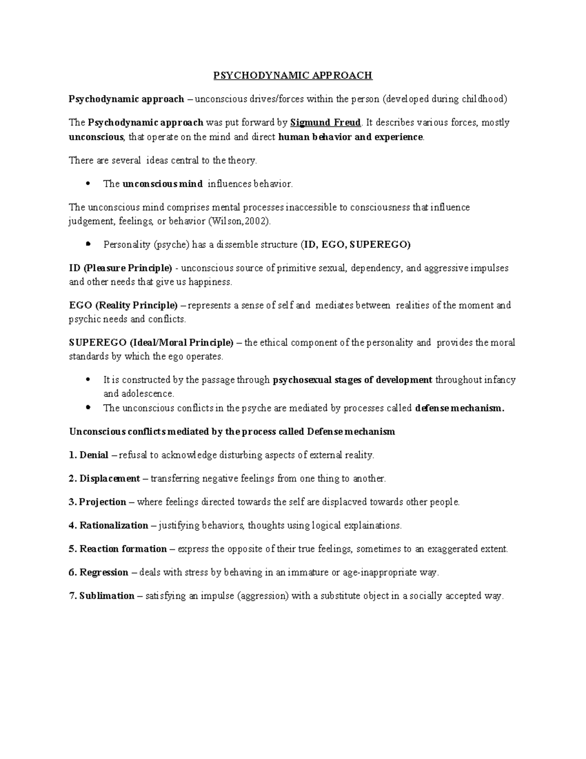 Pyschodynamic- Approach - PSYCHODYNAMIC APPROACH Psychodynamic approach ...