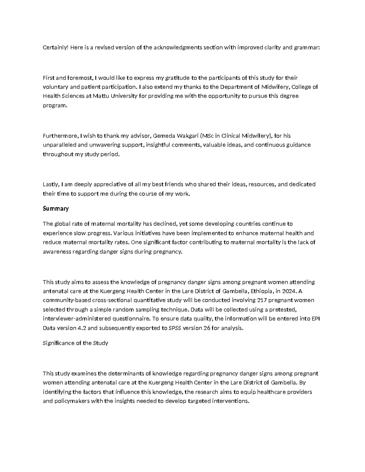 Acknowledgement - research manuel guideline - Certainly! Here is a ...