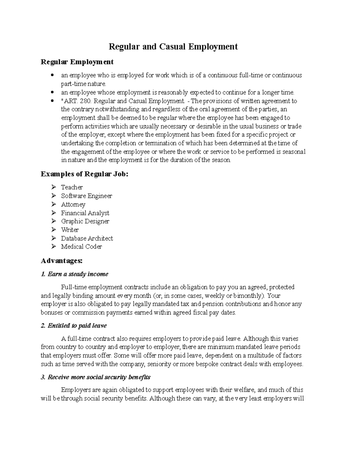 Regular-and-Casual-Employment - Regular and Casual Employment Regular ...