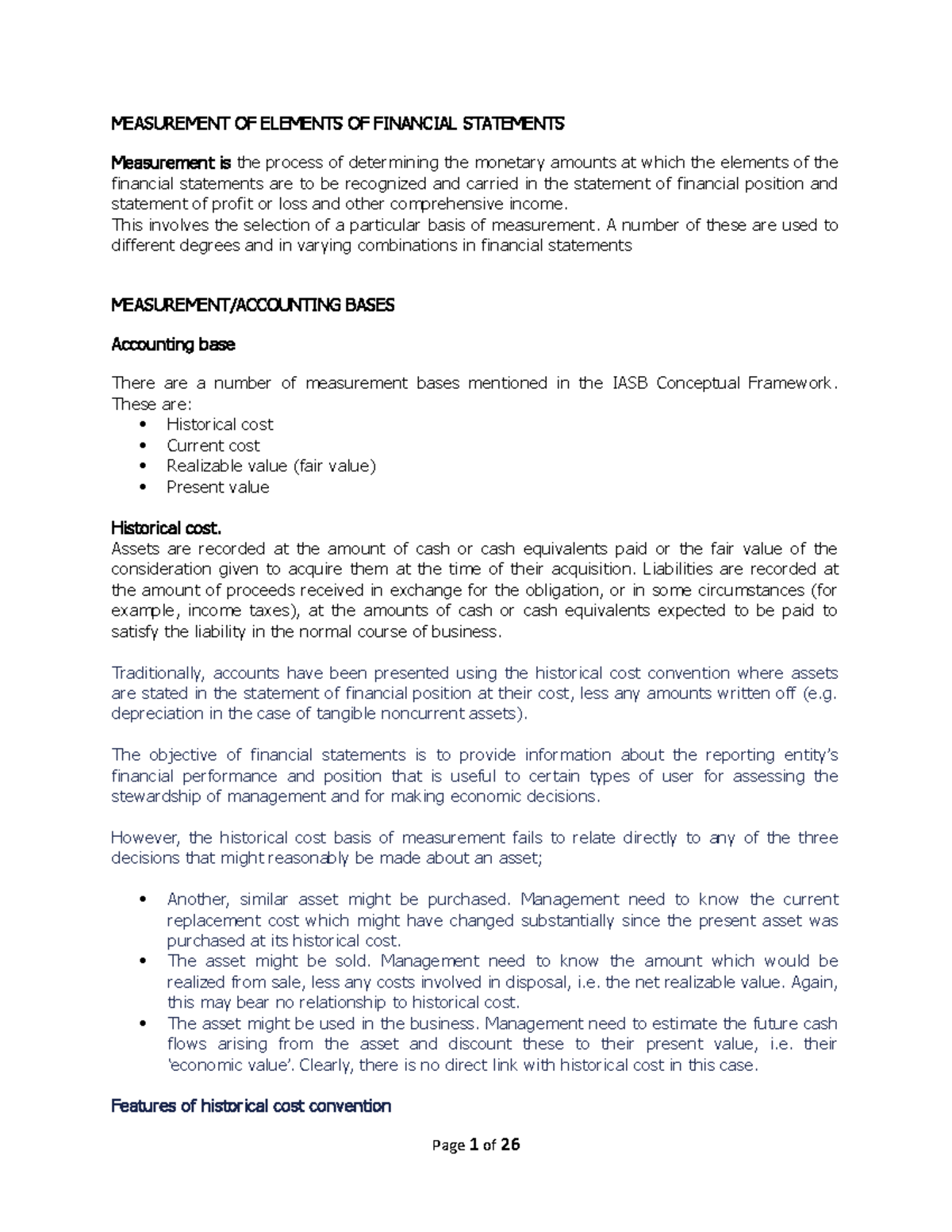 Topic 1 Measurement OF THE Elements Financial Statements- Reporting P8 ...