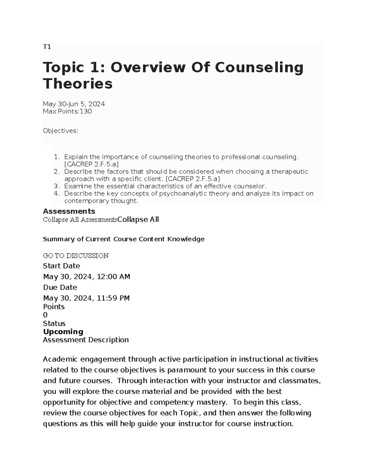 T1 - T8 asignments - assignments required for the course next 8 weeks ...