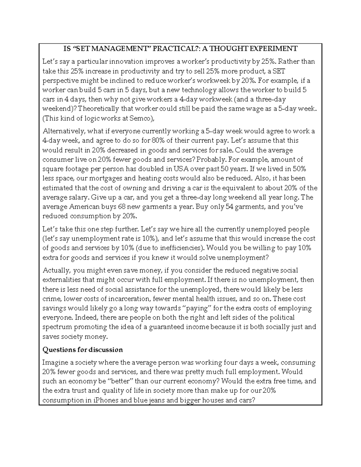 (Chapter 3) Is SET Management Practical - a thought experiment-1 - IS ...