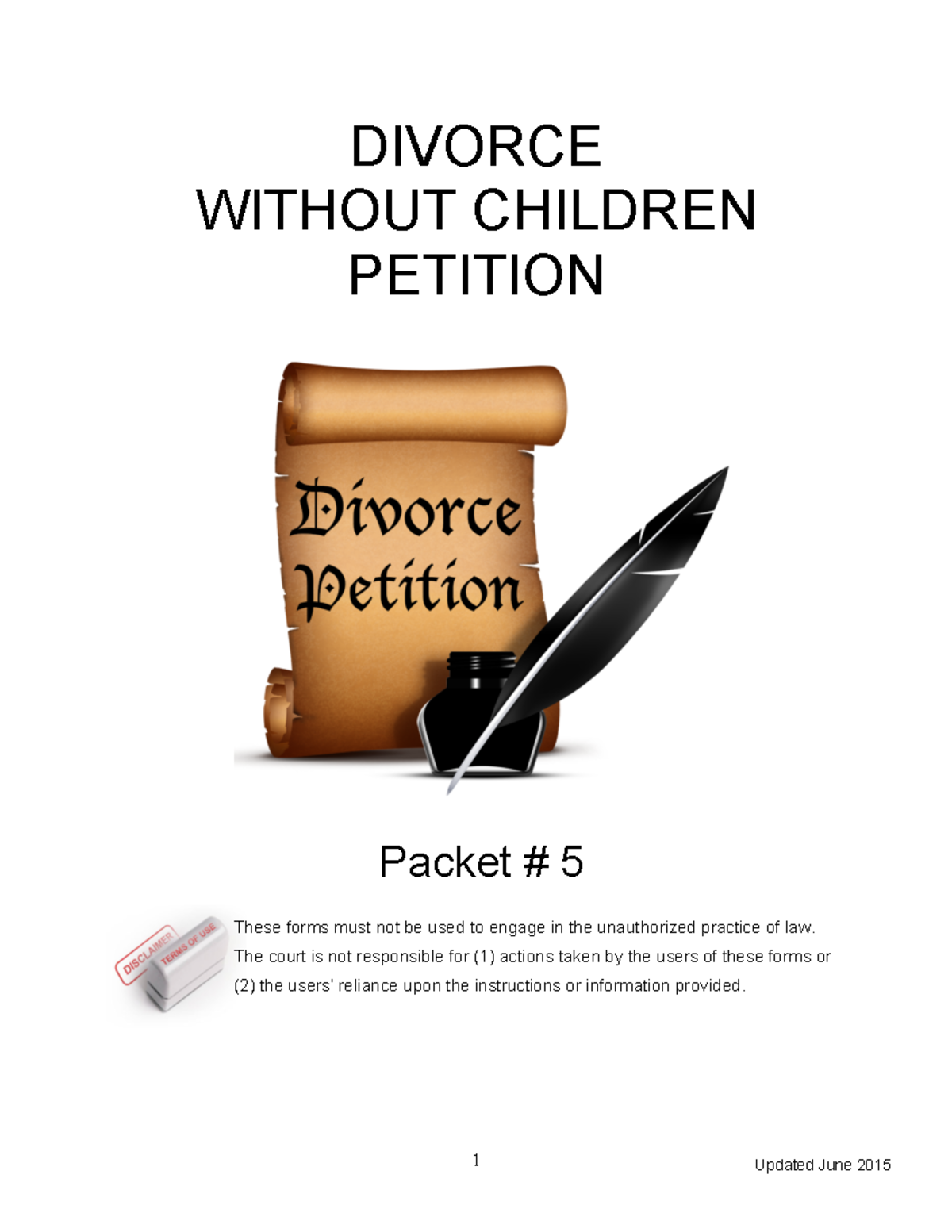 Vdocument - ........... - 1 DIVORCE WITHOUT CHILDREN PETITION Packet ...