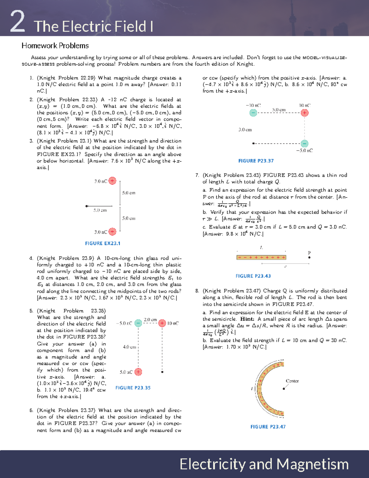 Homework - 2 - The Electric Field I - 2 The Electric Field I Homework ...