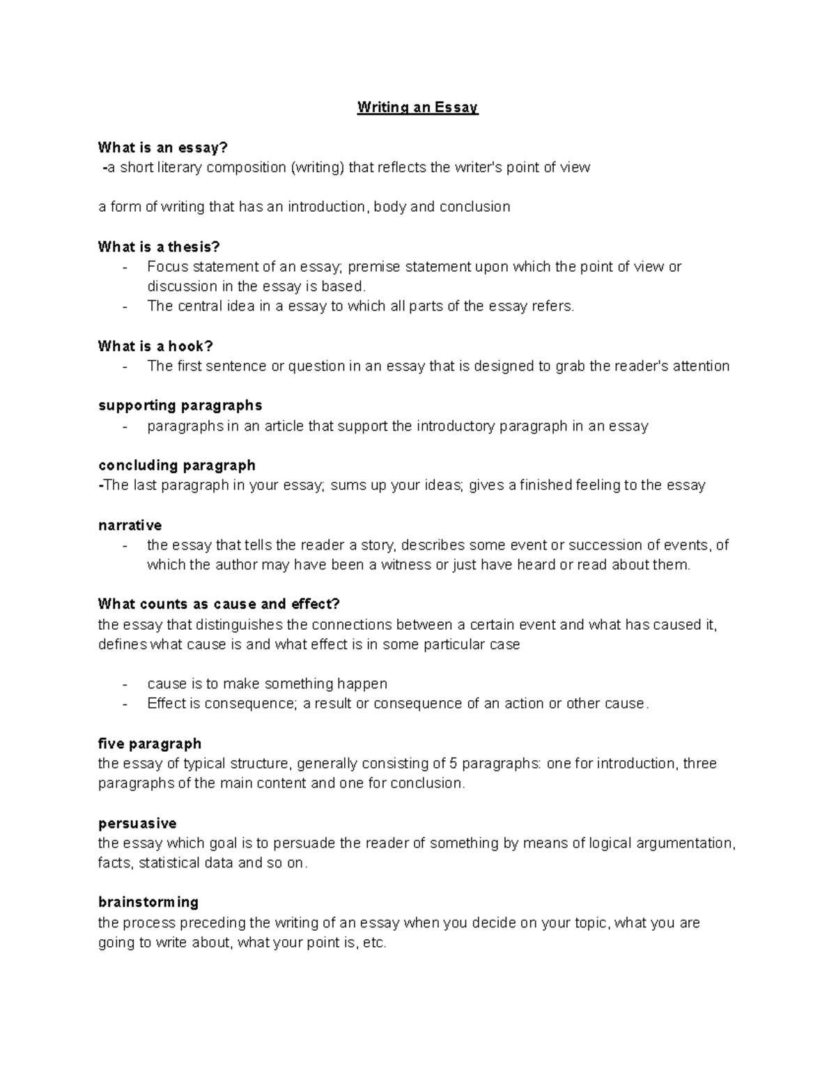 Essay construction - Writing an Essay What is an essay? - a short ...