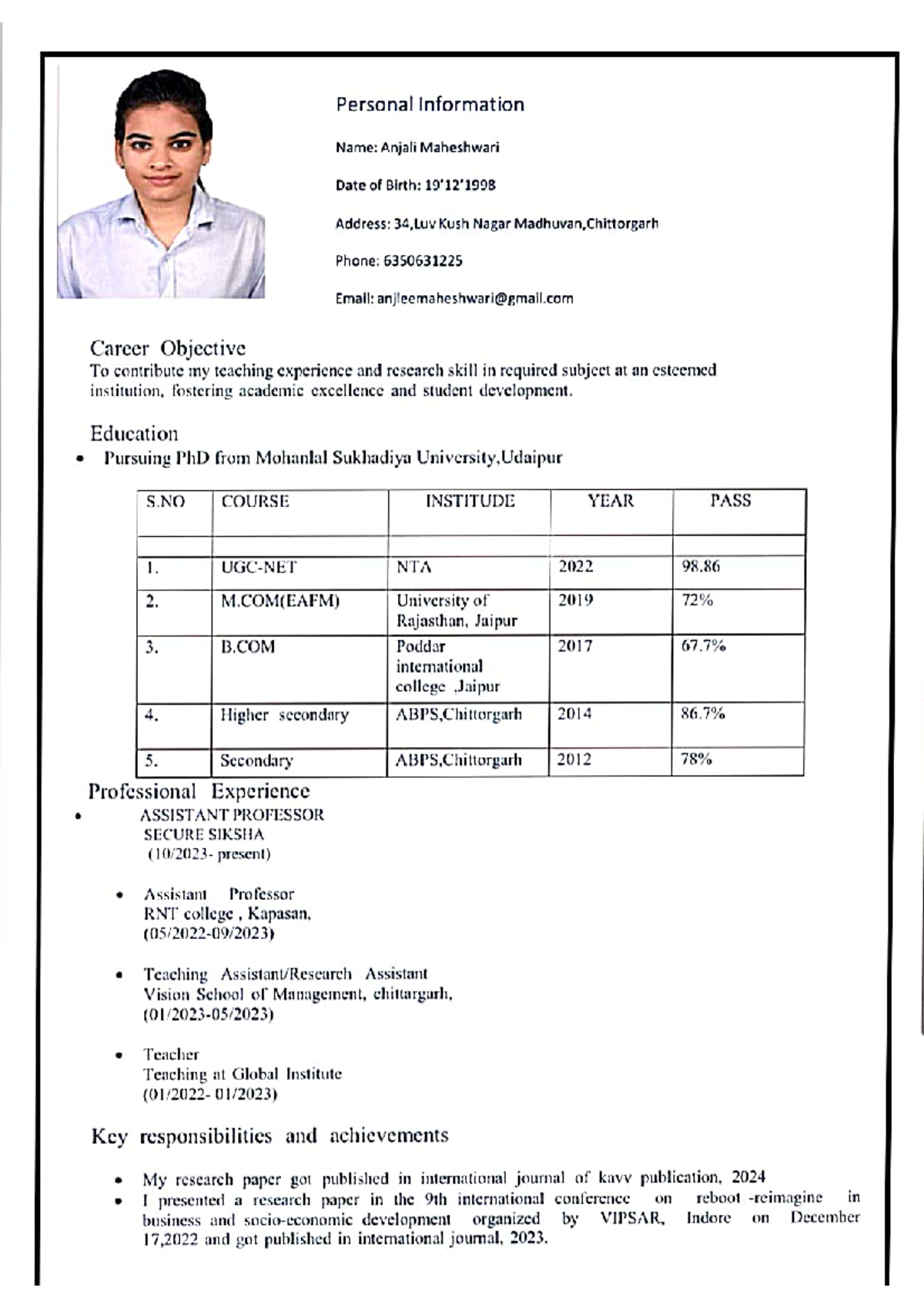 Doc Scanner - Summary Leerboek HRM - Personal Information Name: Anjali ...