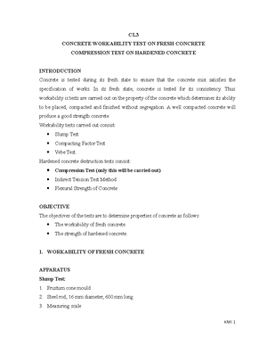 Concrete TEST - lab report - CIVIL ENGINEERING DEPARTMENT Sem/Session 2 ...