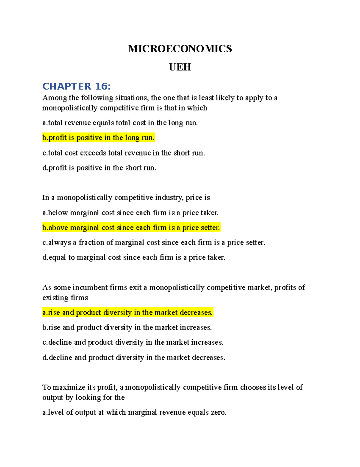 CHAP 16 - Multiple choices of chap 16 for further practice ...