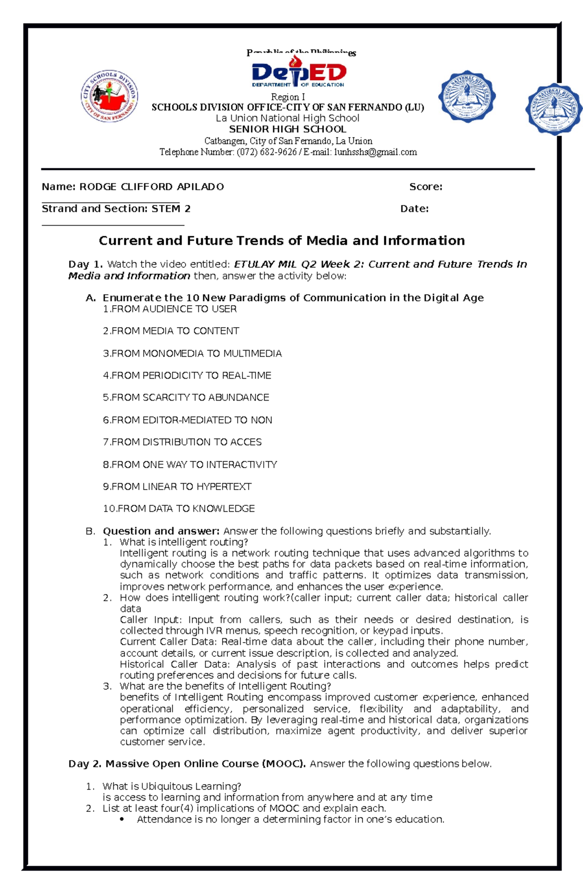 Modular learning MAY 15 19 - Republic of the Philippines Region I ...