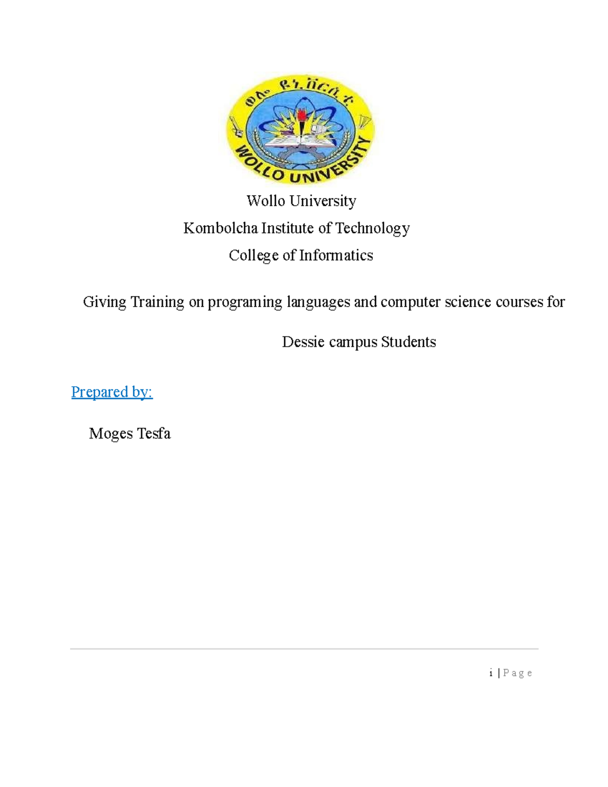 E-stem training - fdfdggdsg - Wollo University Kombolcha Institute of ...