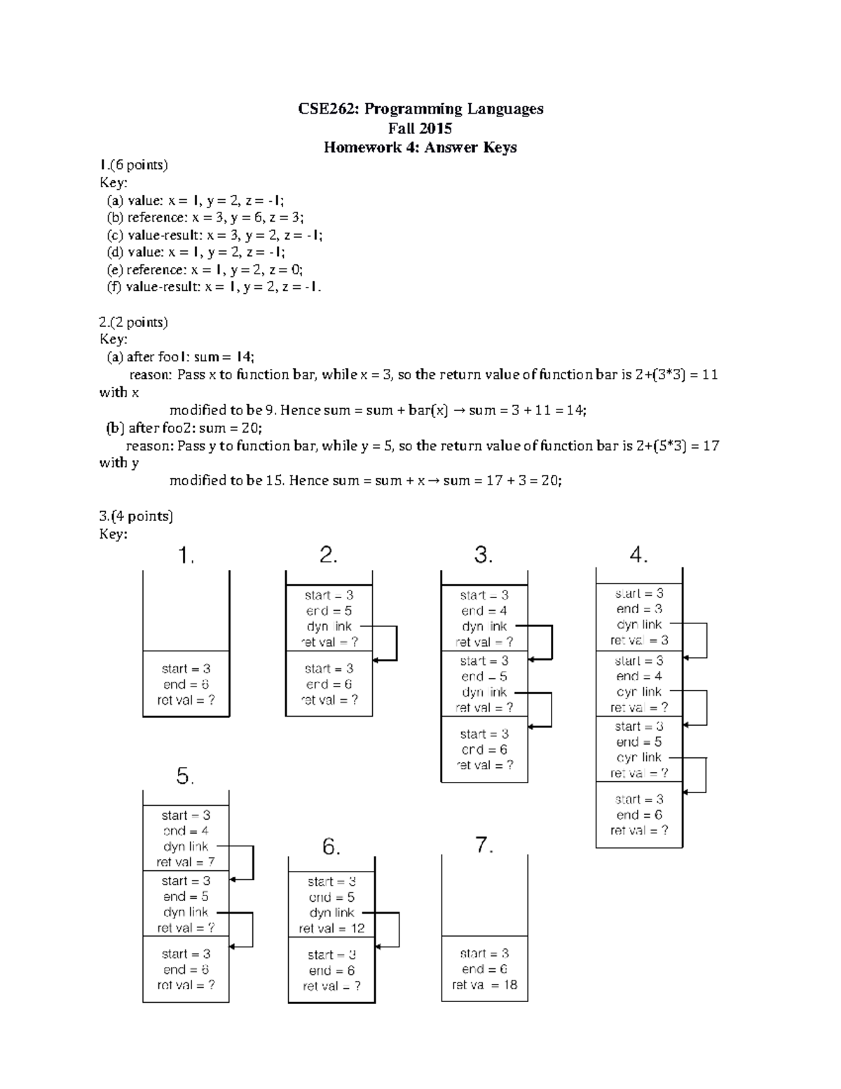 Hw4 answer key fall2015 - CSE262: Programming Languages Fall 2015 ...