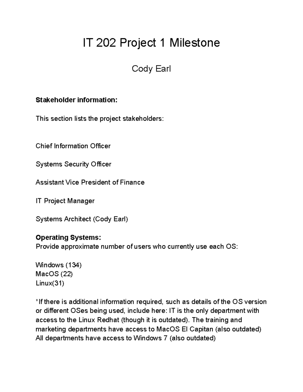 IT 202 Project 1 Milestone - IT 202 Project 1 Milestone Cody Earl ...