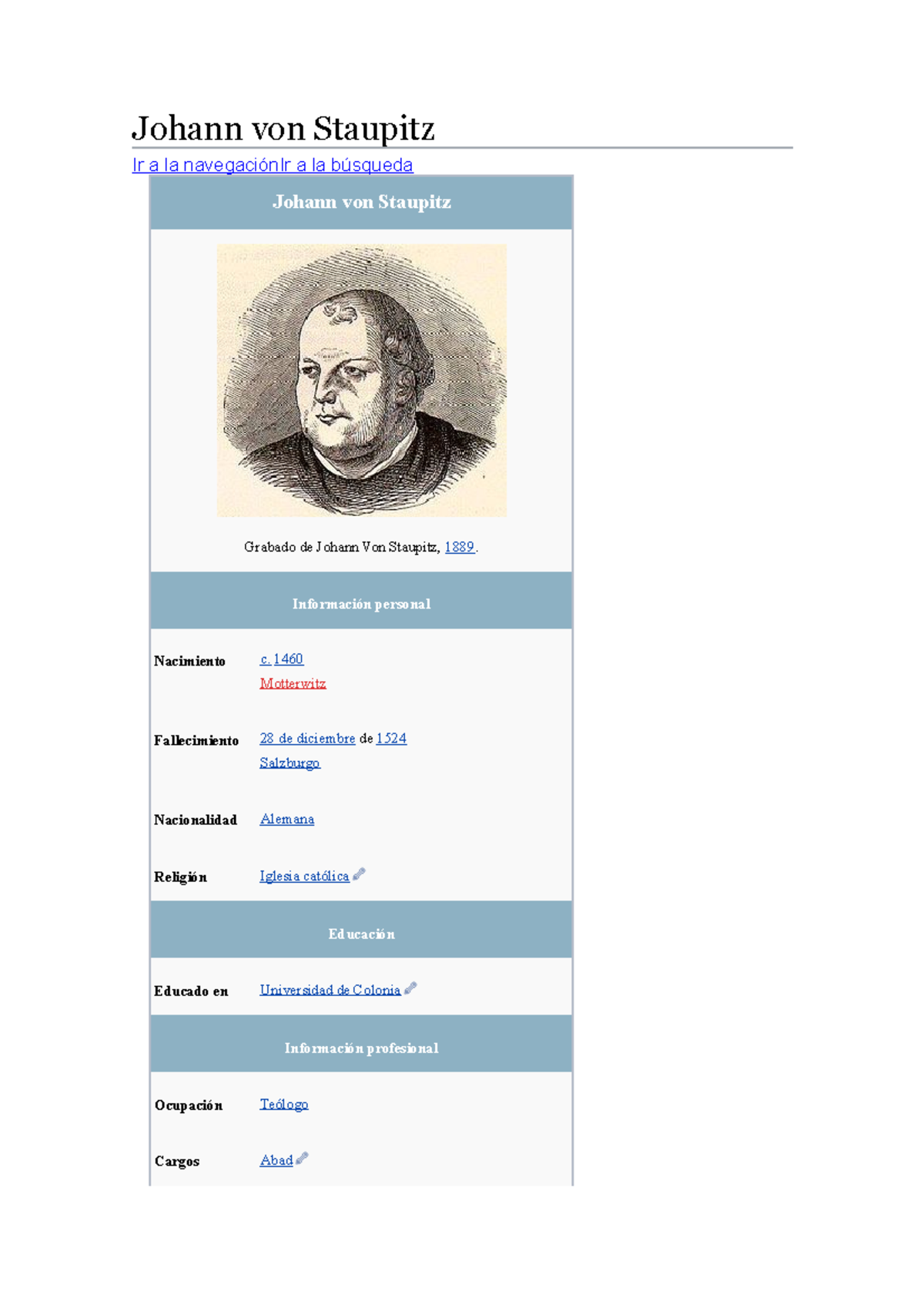 Johann von Staupitz - reere - Johann von Staupitz Ir a la navegación Ir ...