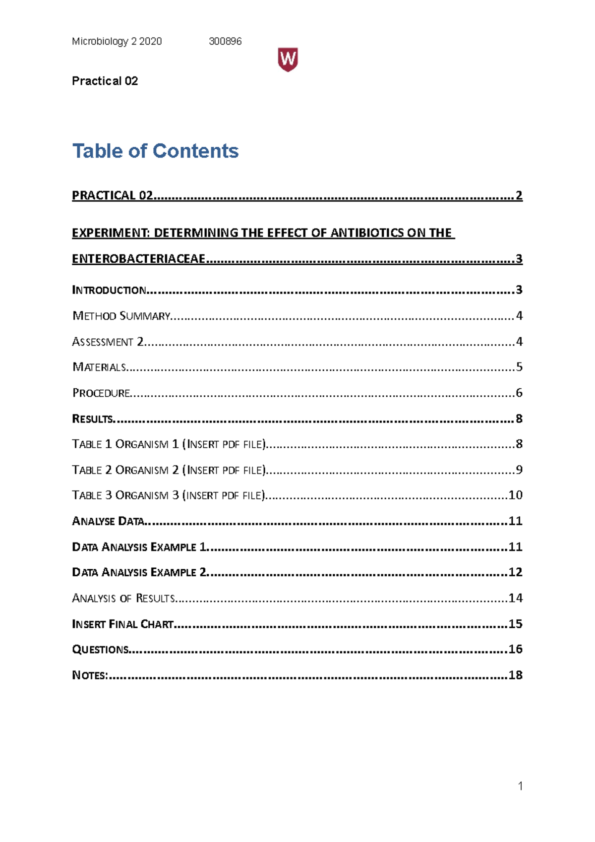 Practical 2 Spring 2020 - Table of Contents Practical PRACTICAL ...