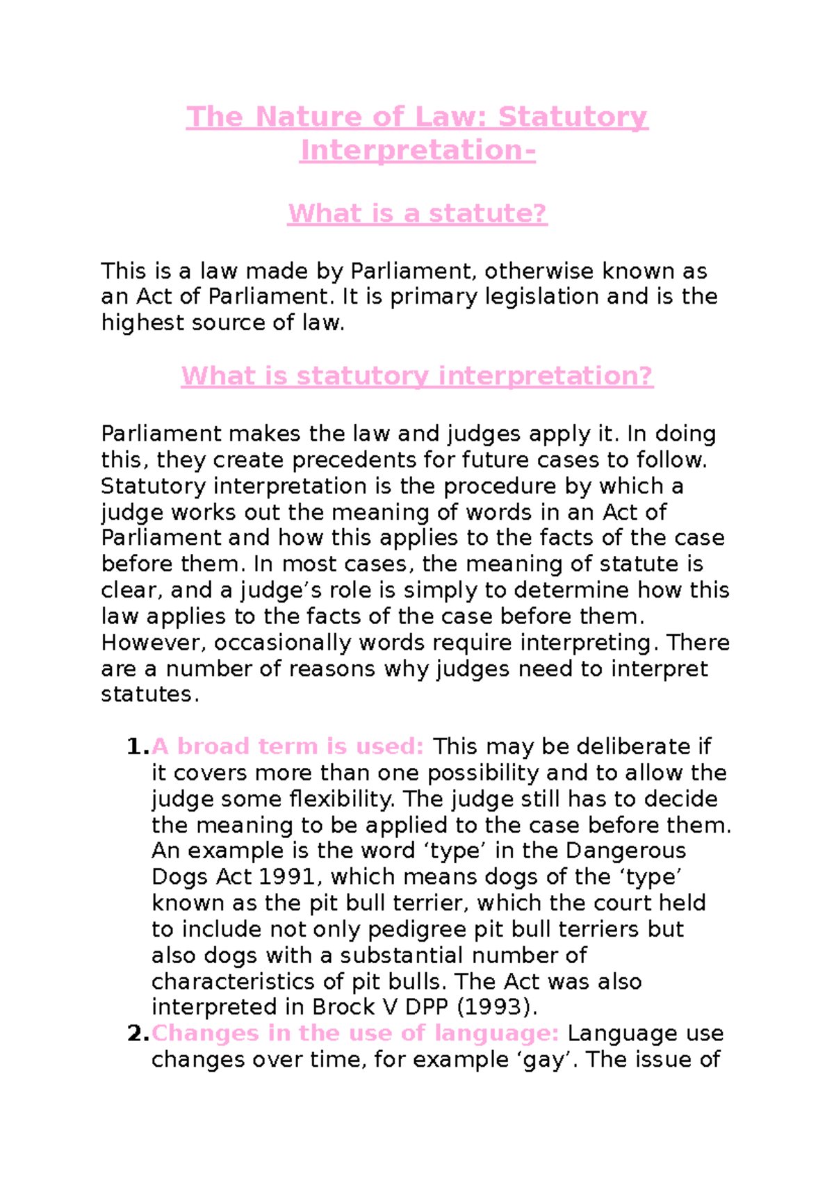 The Nature of Law Statutory Interpretation - The Nature of Law ...