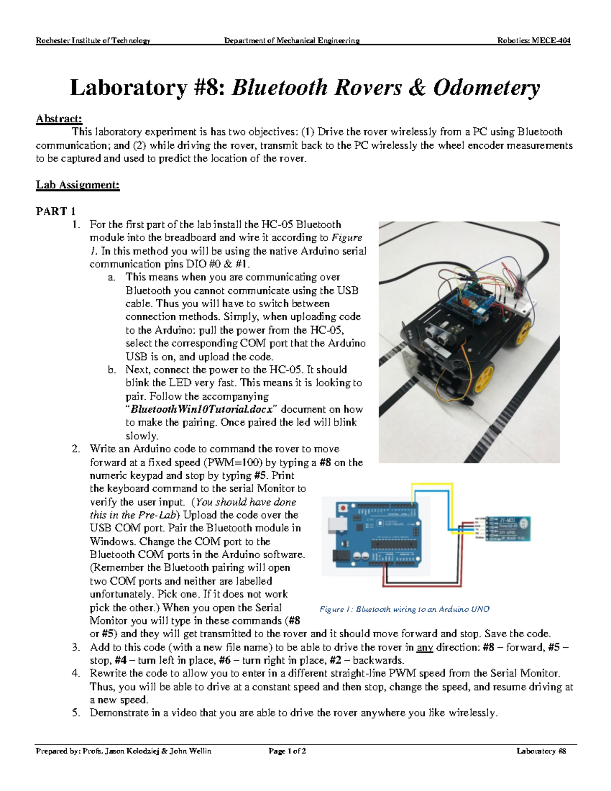 Lab 8 Bluetooth Rovers Odometry - Rochester Institute of Technology ...