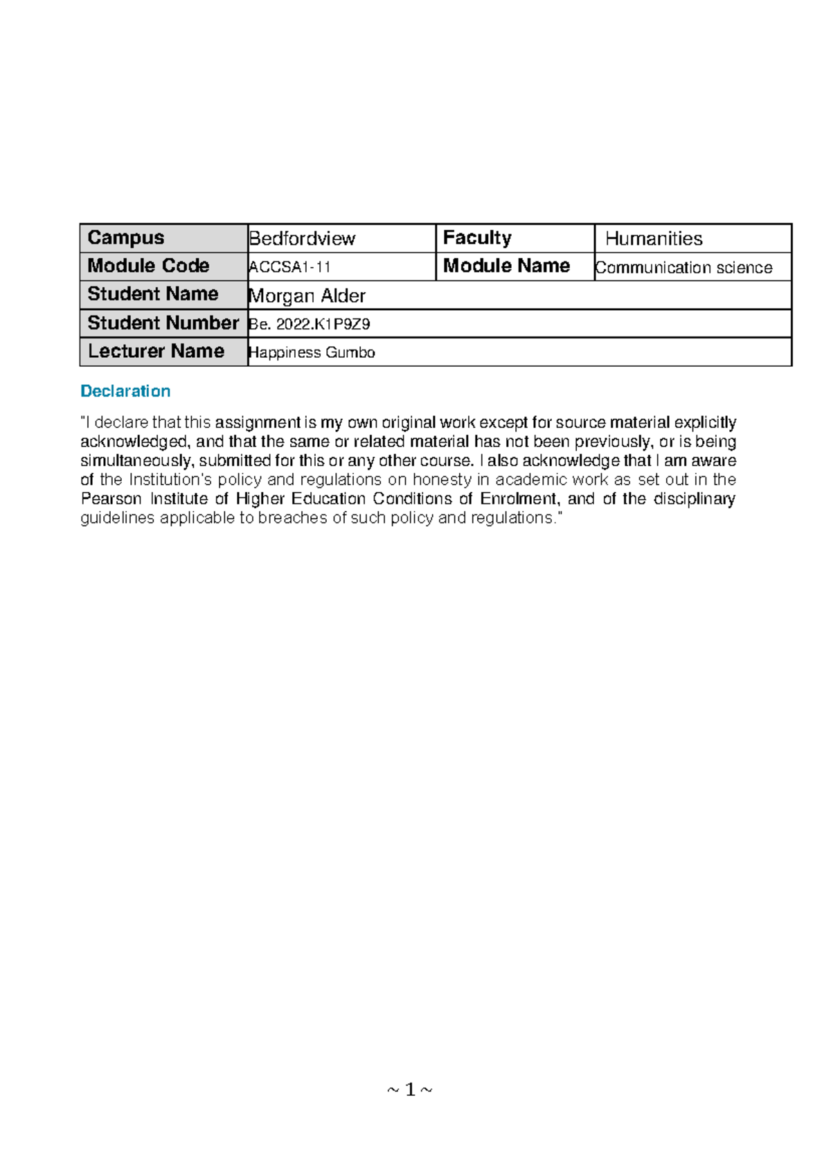 Communications essay - Campus Bedfordview Faculty Humanities Module ...