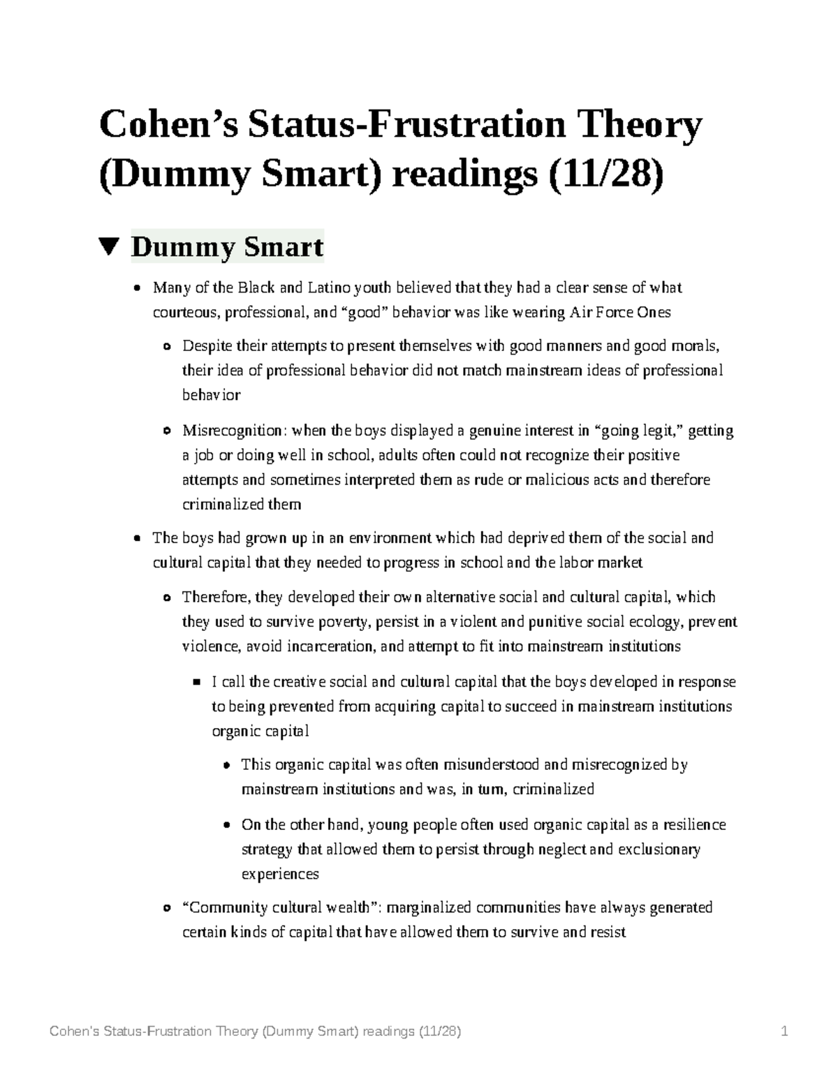 Cohens Status-Frustration Theory (Dummy Smart) - Cohen’s Status ...