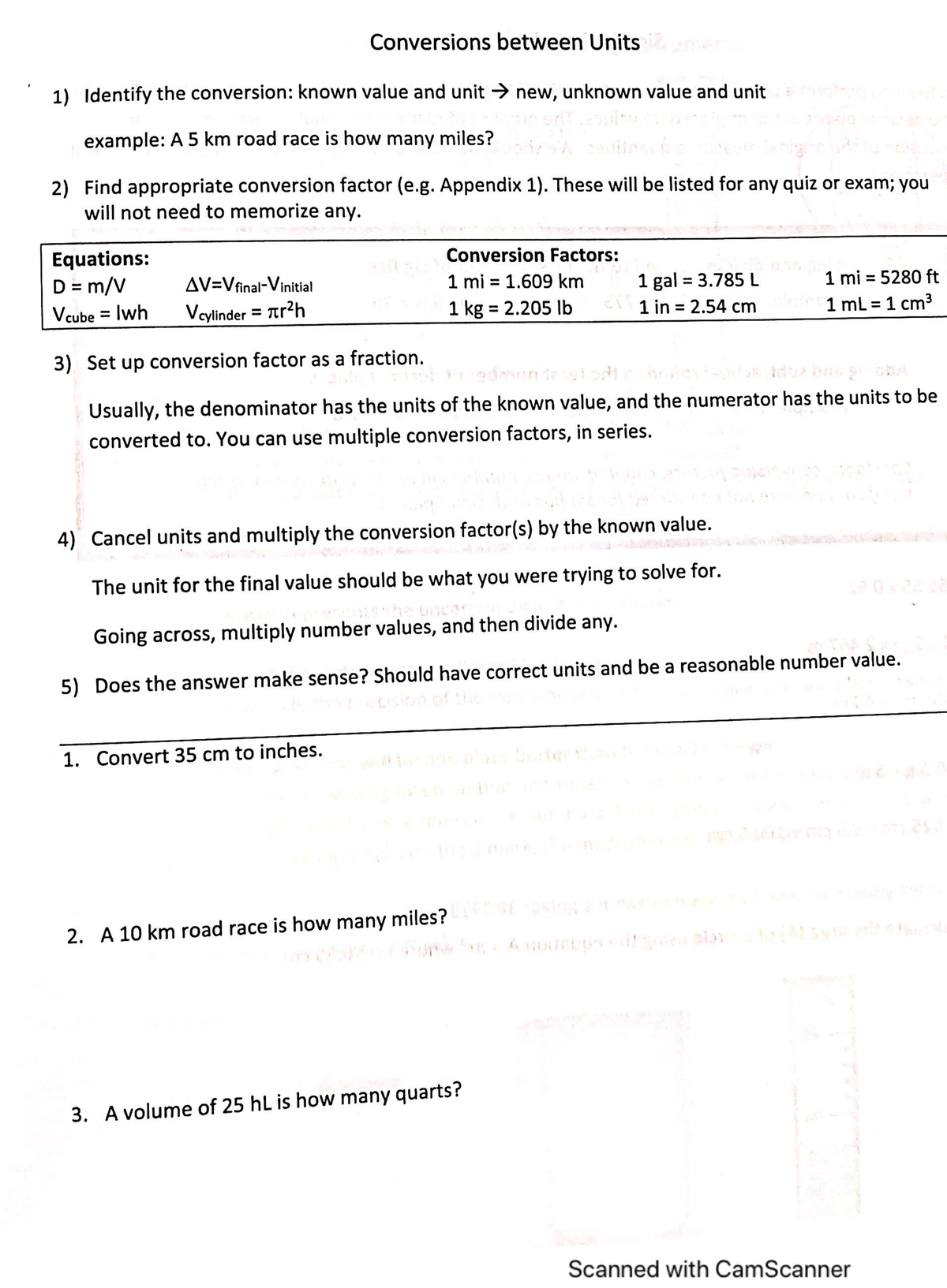 Unit conversions questions - CHEM 9 - Studocu