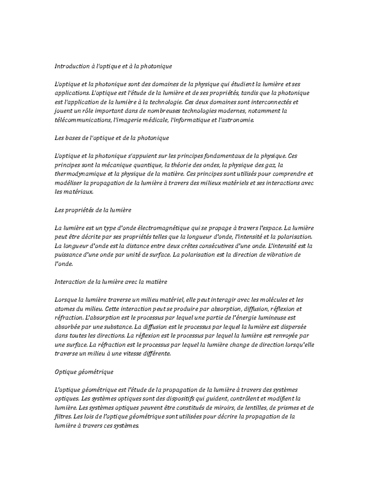 Optics and Photonics Study Notes - Introduction à l’optique et à la ...