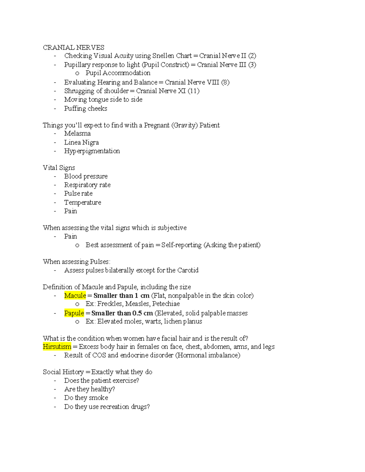 Midterm Review Notes - CRANIAL NERVES Checking Visual Acuity using ...