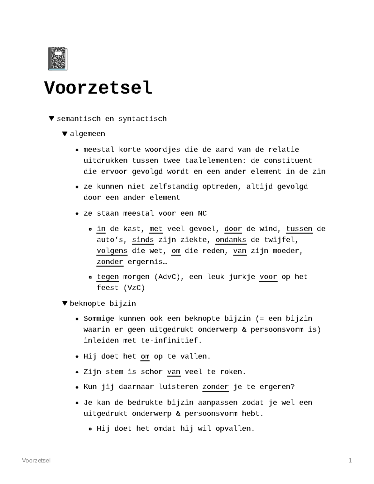 Woordsoorten: voorzetsel (semantisch, morfologisch en syntactisch ...
