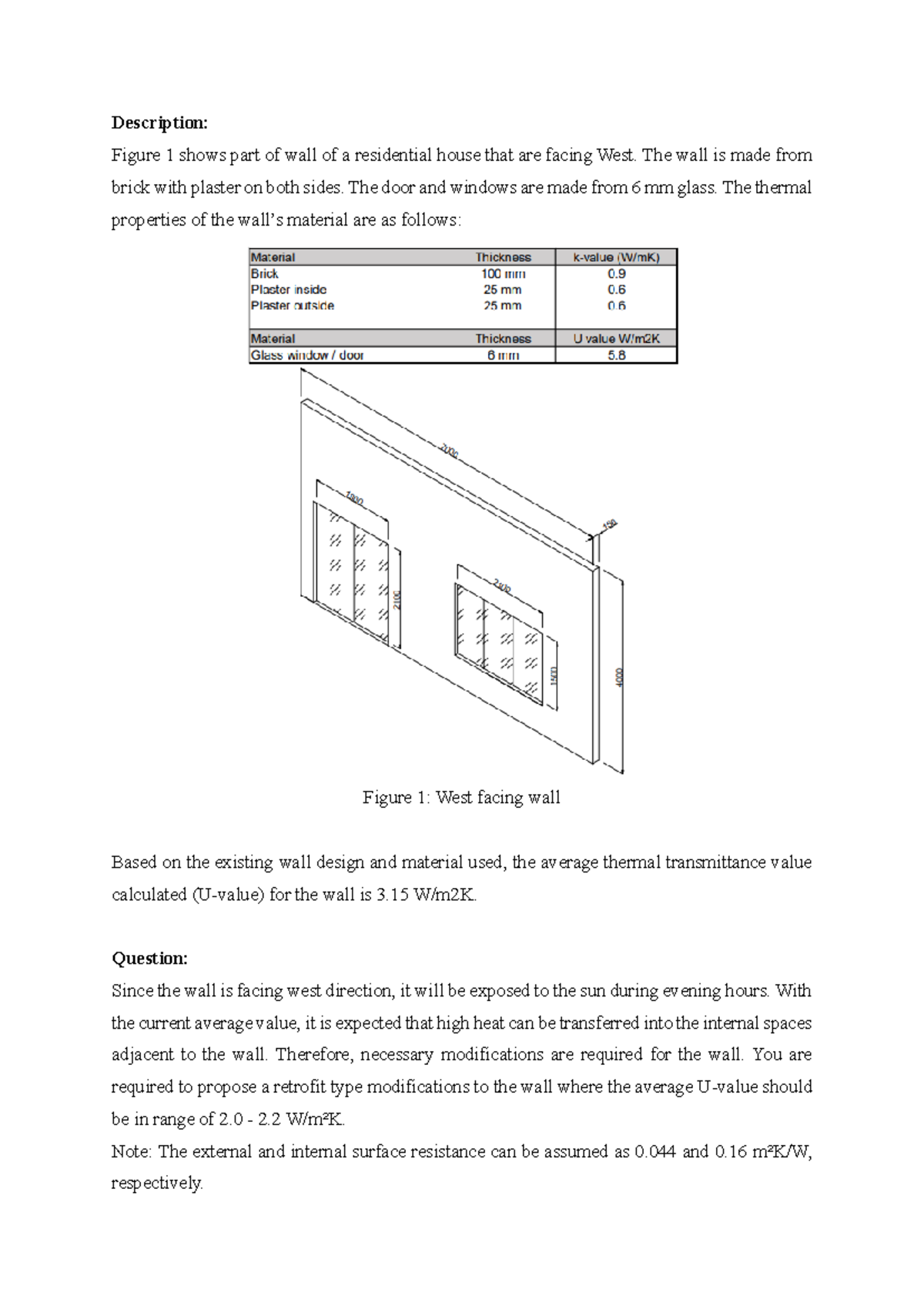 Assignment M&E (BFC32602) - Description: Figure 1 shows part of wall of ...