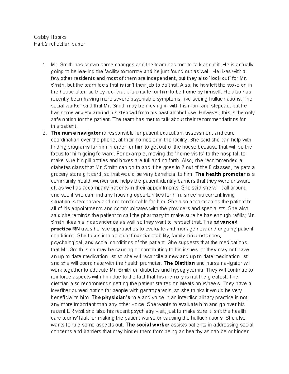 reflection paper different occupations and responsibilities - Gabby ...