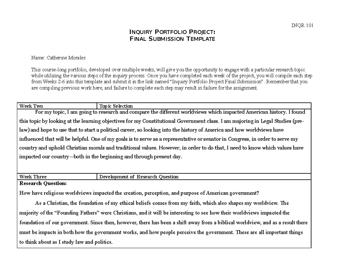 Portfolio Final - INQUIRY PORTFOLIO PROJECT: FINAL SUBMISSION TEMPLATE ...