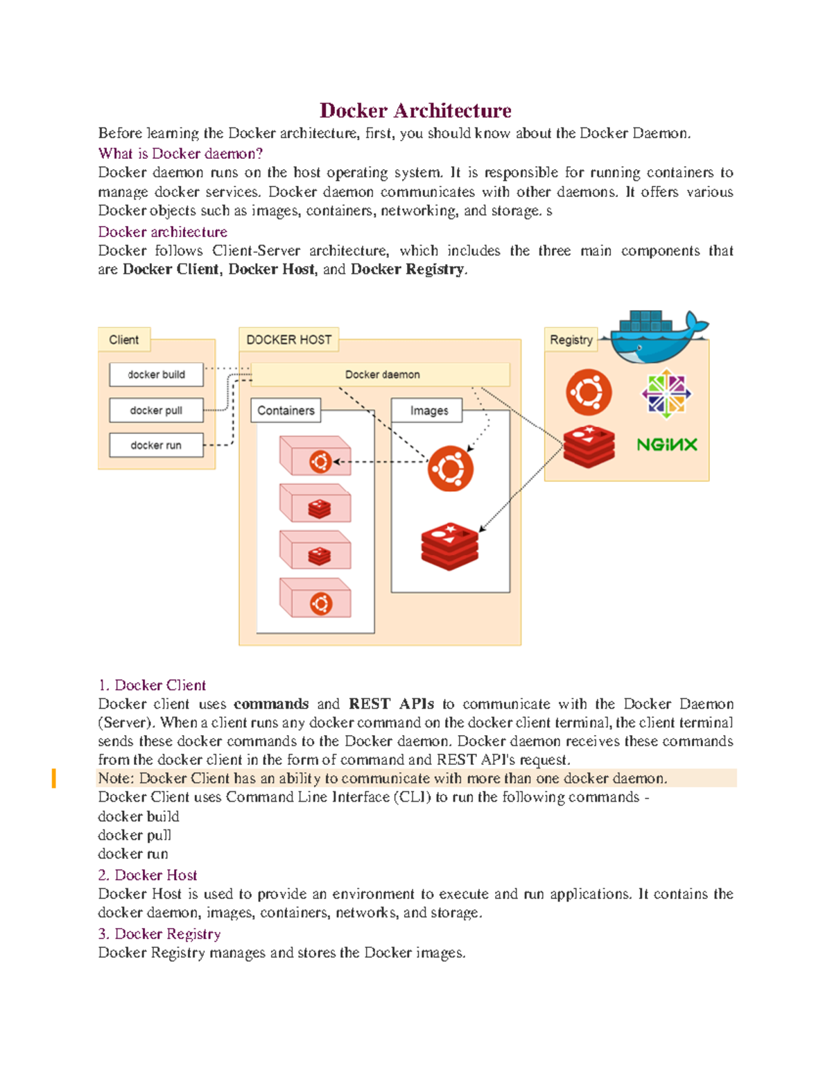 Docker Architecture What Is Docker Daemon Docker Daemon Runs On The Host Operating System It