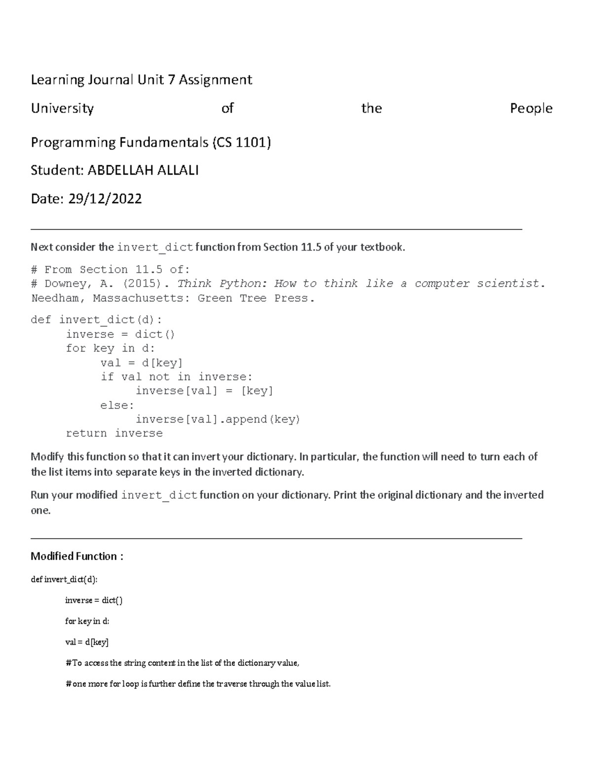Cs1101 Learning Journal Unit 8 Assignment Learning Journal Unit 7 Assignment University Of
