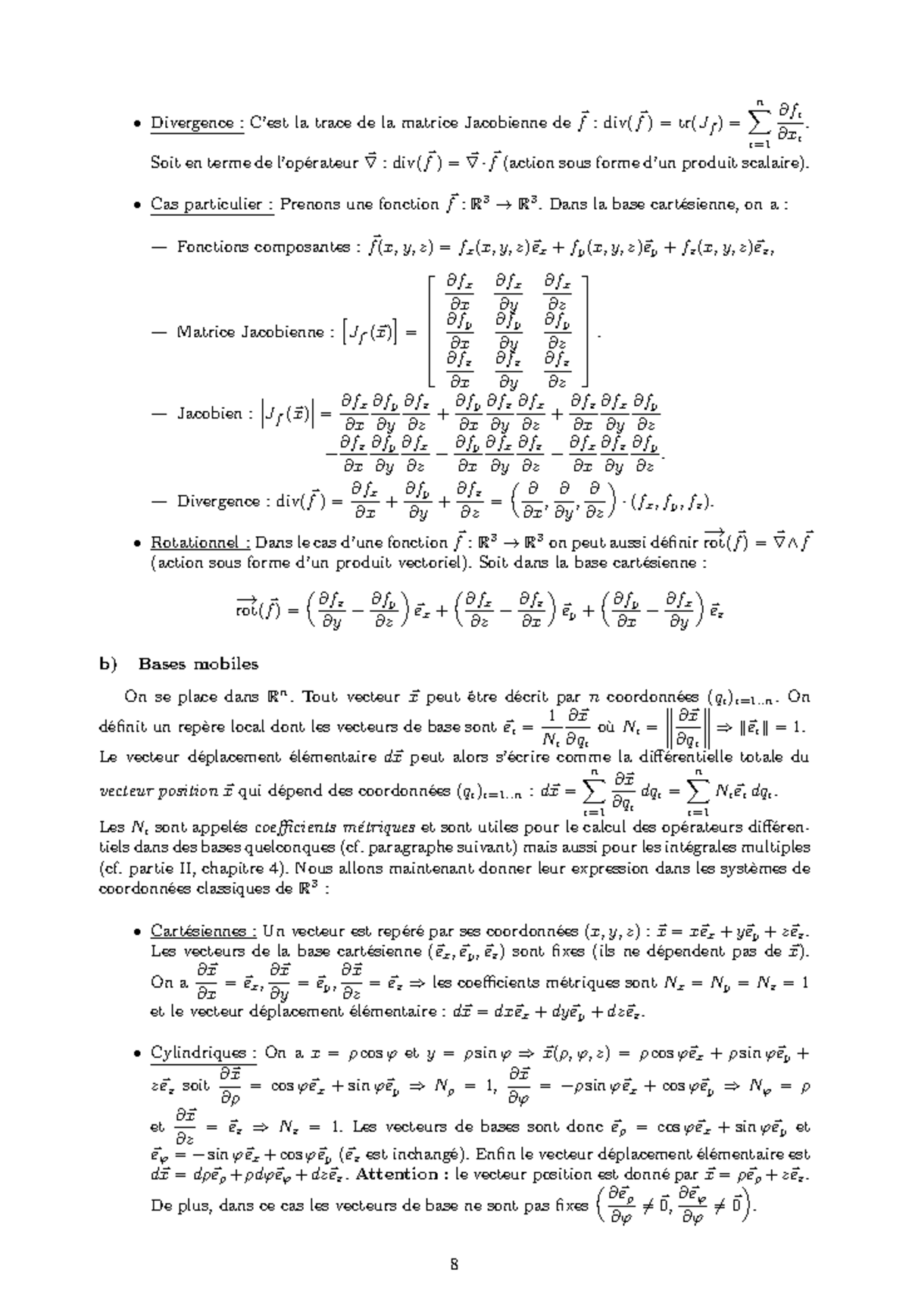 Cours physique maths 10 14 - Divergence : la trace de la matrice ...