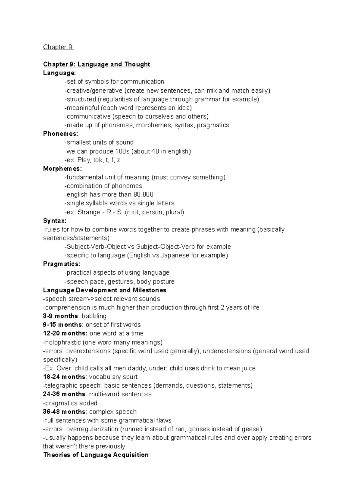 PS102 finals exam notes - Chapter 9: Chapter 9: Language and Thought ...