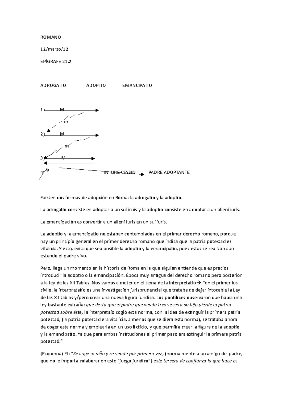 5 Romano 12 3 - Apuntes 5 - ROMANO 12/marzo/ EPÍGRAFE 21. ADROGATIO ...