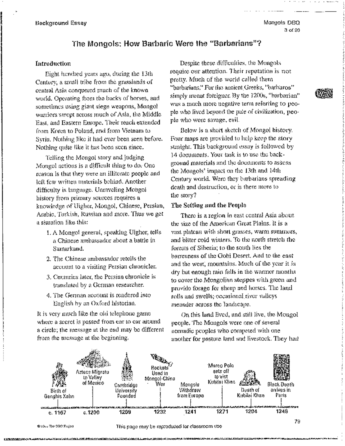 AP World History Mongol Debate Documents and Reading - Background Essay ...