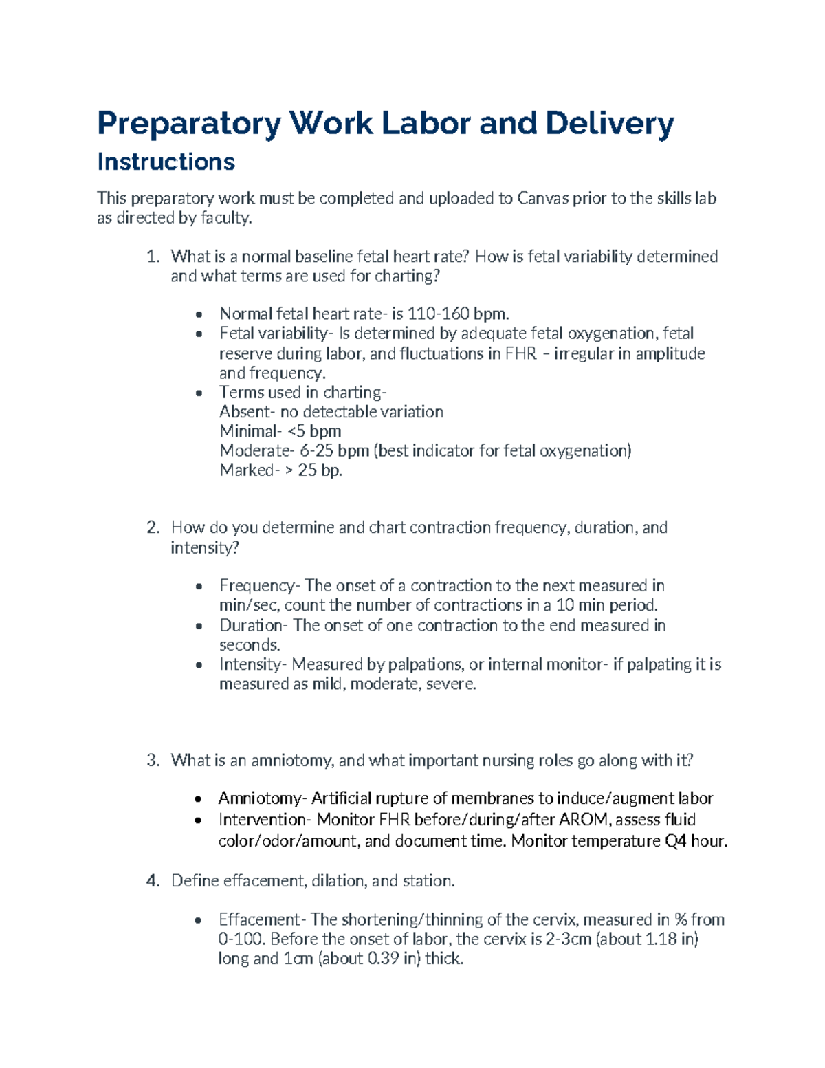 Preparatory Work Labor and Delivery - Preparatory Work Labor and ...
