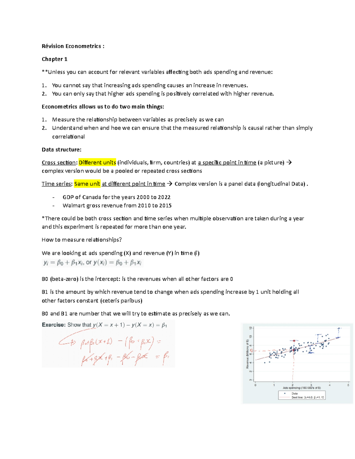 Révision Econometrics Révision Econometrics Chapter 1 Unless You Can Account For Relevant