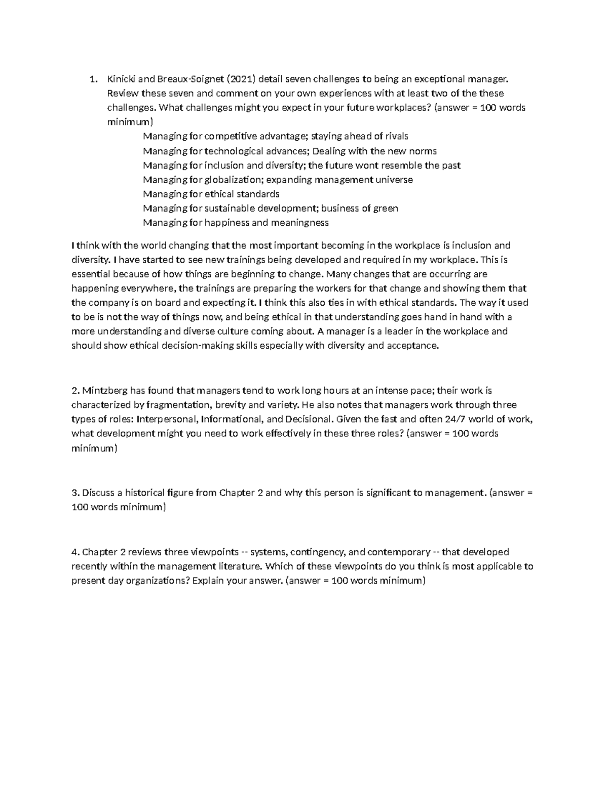 Management db - Kinicki and Breaux-Soignet (2021) detail seven ...