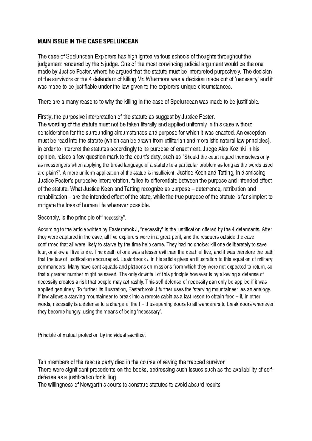 Main Issue in the case of Speluncean - MAIN ISSUE IN THE CASE ...