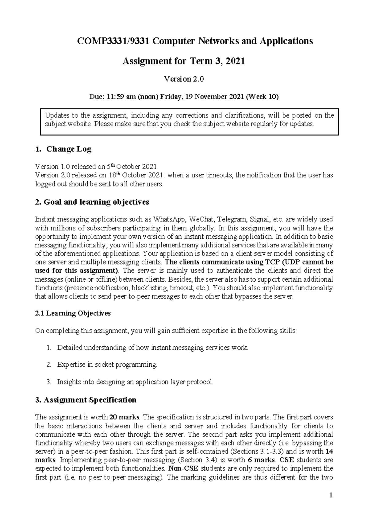 Assignment v2 - COMP3331 Lecture Slides - COMP3331/9331 Computer Networks and Applications - Studocu