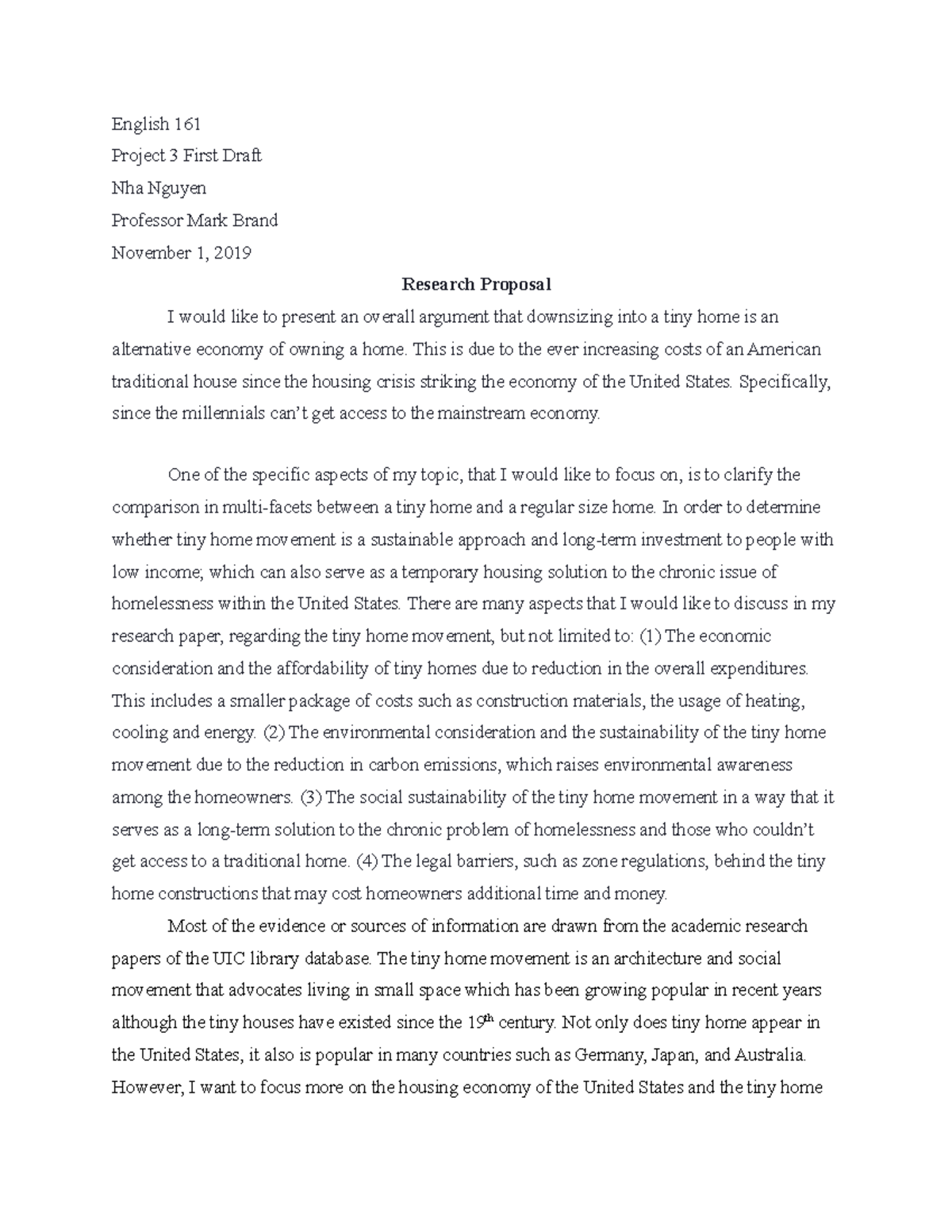 English 161 Project 3 - English 161 Project 3 First Draft Nha Nguyen ...