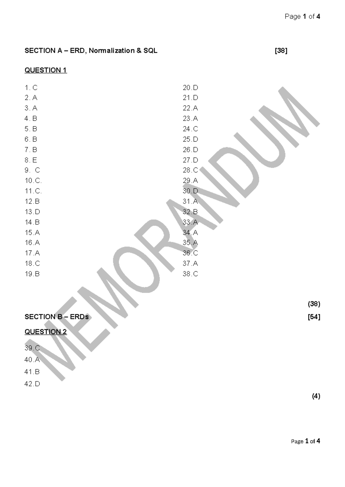 SQL Revision Memo - sql notes - Page 1 of 4 SECTION A – ERD ...
