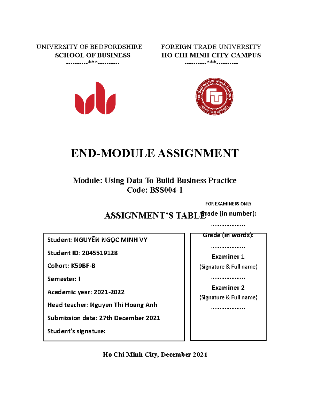 Using data to build business practice - UNIVERSITY OF BEDFORDSHIRE ...