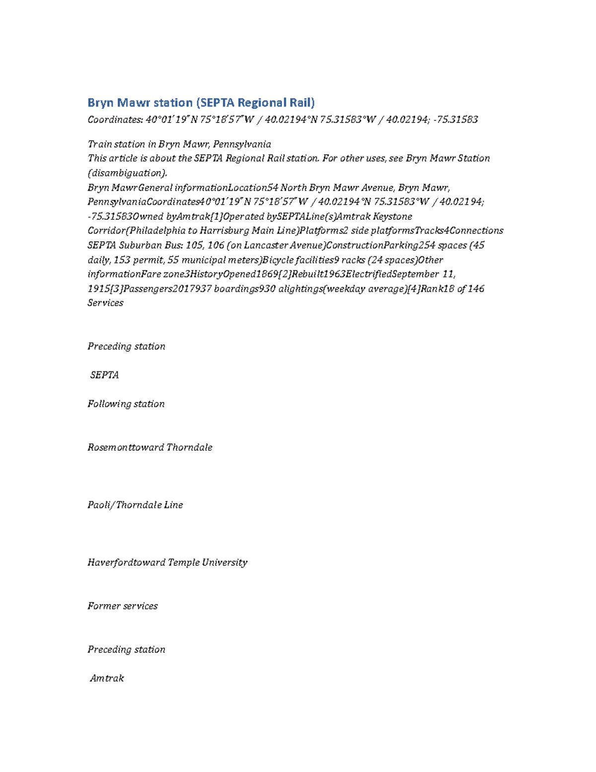 File8 - History coursework - Bryn Mawr station (SEPTA Regional Rail ...